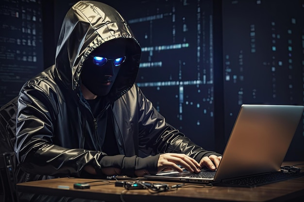 Premium Photo Hacking And Malware Concept Hacker Using Abstract Laptop With Binary Code