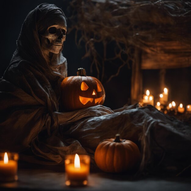 Premium Ai Image Halloween Concept And Pumpkin Advertisement Concept