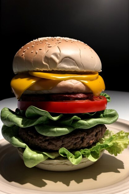 Premium Photo | A Hamburger Sitting On Top Of A White Plate Premium Photo | A Hamburger Sitting On Top Of A White Plate