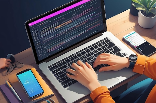 Premium AI Image | Hand coding concept illustration Premium AI Image | Hand coding concept illustration