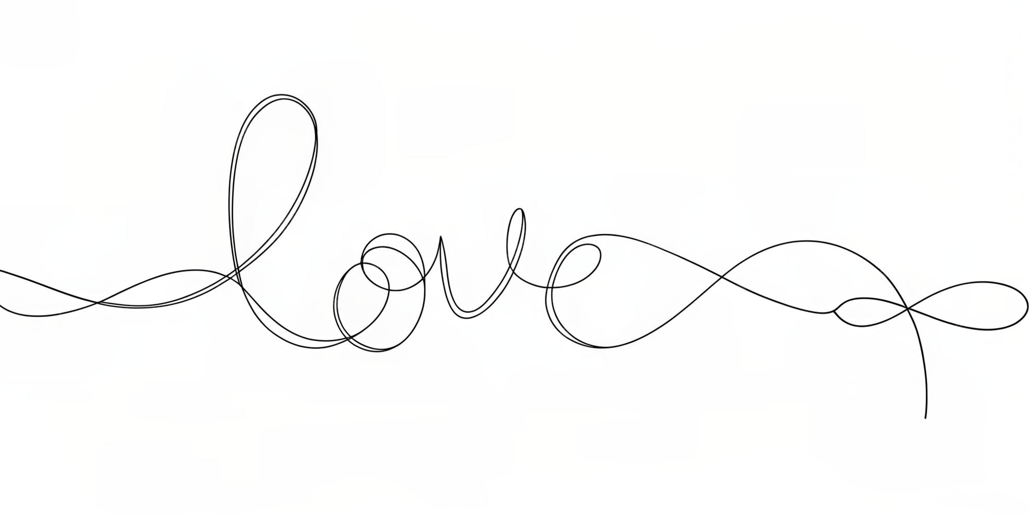 Premium Photo A Hand Drawn Line Drawing Of Love Drawn On A White Background