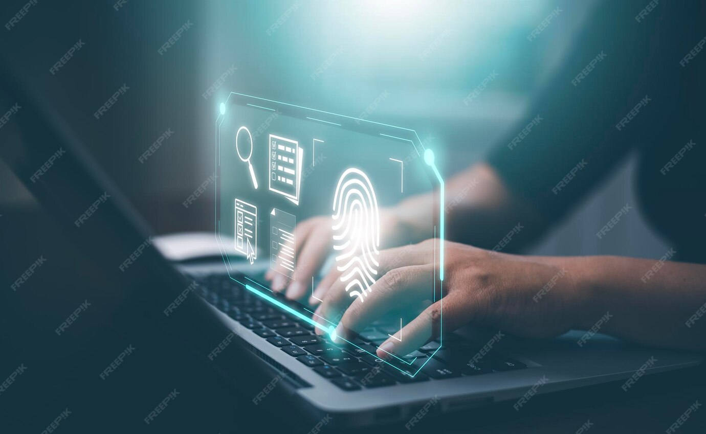 Premium Photo Hand Touch Fingerprint With Virtual Global With Cyber Security Login User