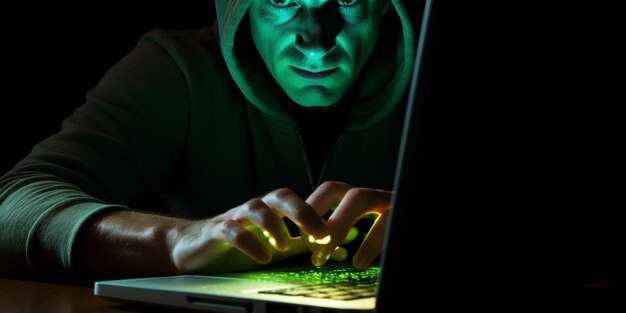 Premium Photo Hands Of Hacker Coding Computer Virus On Laptop Symbolizing Cybersecurity And