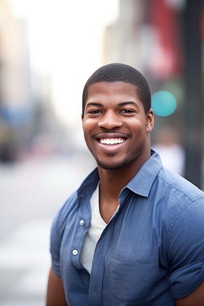 Premium Ai Image A Handsome Young African American Man Smiling At You