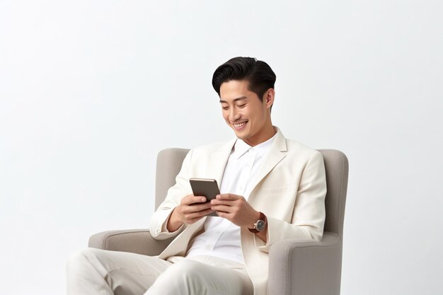 Premium AI Image | Handsome young asian male student texting friend ... Premium AI Image | Handsome young asian male student texting friend ...