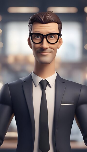 Premium Ai Image Handsome Young Businessman In Black Suit And Glasses
