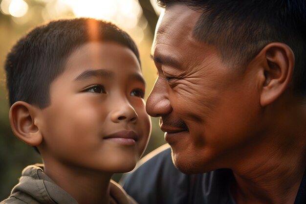 Premium Ai Image Happy African American Father And Son Looking At