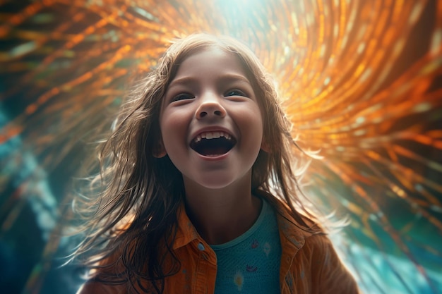 Premium Photo Happy Bright Girl Model Smile Fun Generate Ai