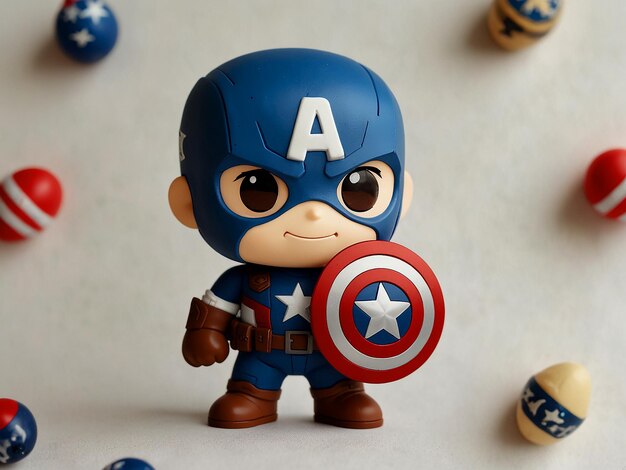 Premium Photo Happy Chibi Marvel Captain America White Background
