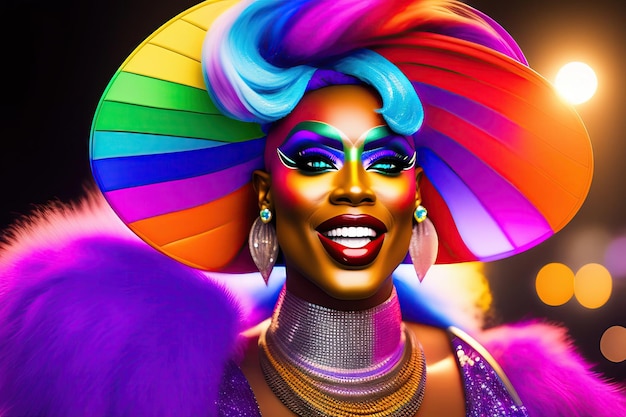 Premium Ai Image Happy Drag Queen Having Fun Lgbtq Concept Generative Ai