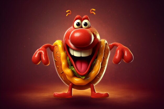 Premium AI Image | Happy hot dog cartoon character AI Premium AI Image | Happy hot dog cartoon character AI
