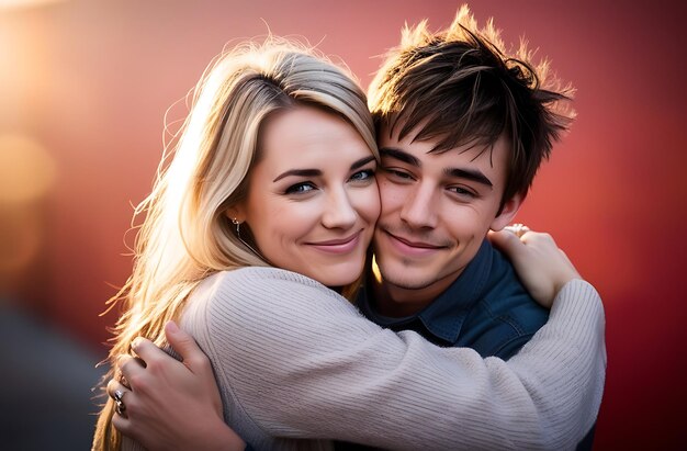Happy young couple hugging | Premium AI-generated image Happy young couple hugging | Premium AI-generated image