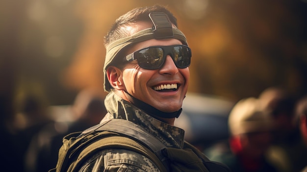 Premium AI Image | Happy young soldier smiling cheerfully Premium AI Image | Happy young soldier smiling cheerfully