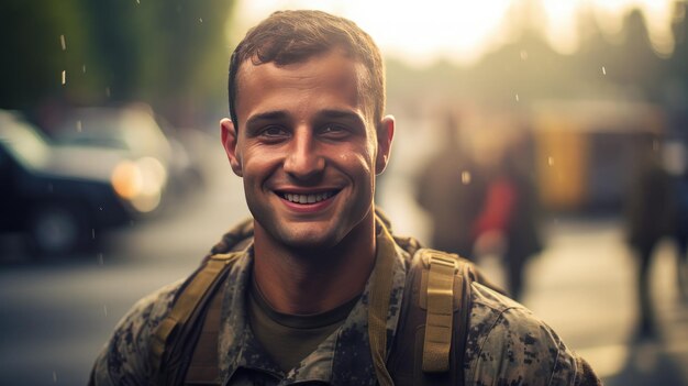 Premium AI Image | Happy young soldier smiling cheerfully Premium AI Image | Happy young soldier smiling cheerfully