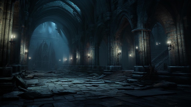 Premium AI Image | Haunted Crypt Gaming Background Premium AI Image | Haunted Crypt Gaming Background