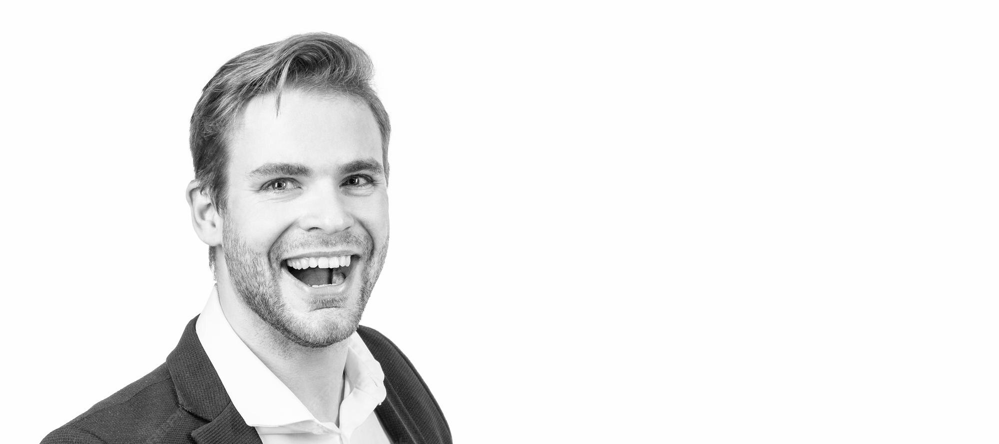 Premium Photo He Who Wears A Smile Portrait Of Happy Guy Professional Guy Smile Isolated On