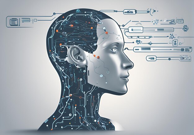 Premium AI Image | Head of robot learning AI data Premium AI Image | Head of robot learning AI data
