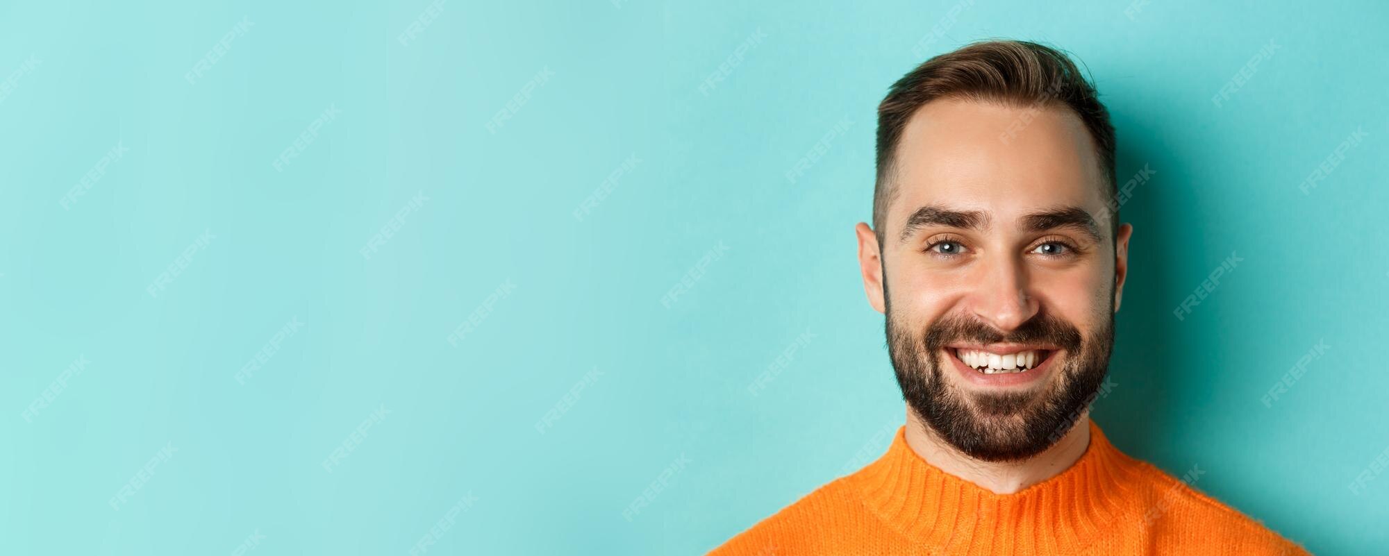 Premium Photo Headshot Of Handsome Caucasian Man With Beard Smiling
