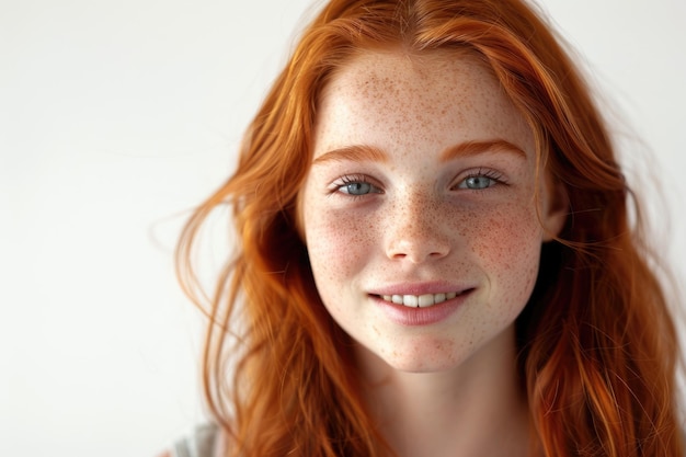 Premium Photo Headshot Portrait Of Happy Ginger Girl With Freckles