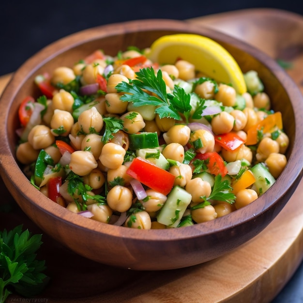 Premium AI Image | Healthy chickpea salad bursting with flavor AI Premium AI Image | Healthy chickpea salad bursting with flavor AI