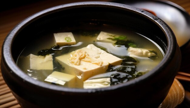 Premium AI Image | A healthy vegetarian meal tofu soup with miso and ... Premium AI Image | A healthy vegetarian meal tofu soup with miso and ...