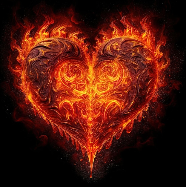 Premium AI Image | A heart that says heart with a flame Premium AI Image | A heart that says heart with a flame