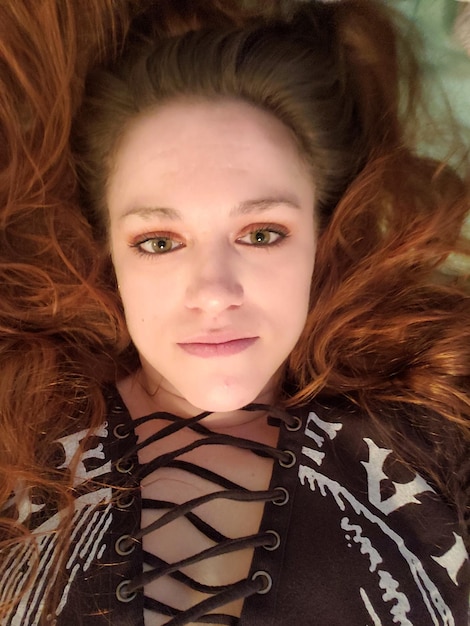 Premium Photo High Angle Portrait Of Beautiful Woman With Long Hair