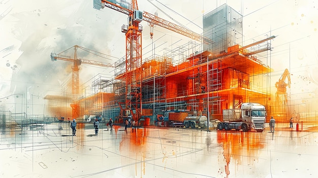High detailed technical drawing of a building site | Premium AI ... High detailed technical drawing of a building site | Premium AI ...