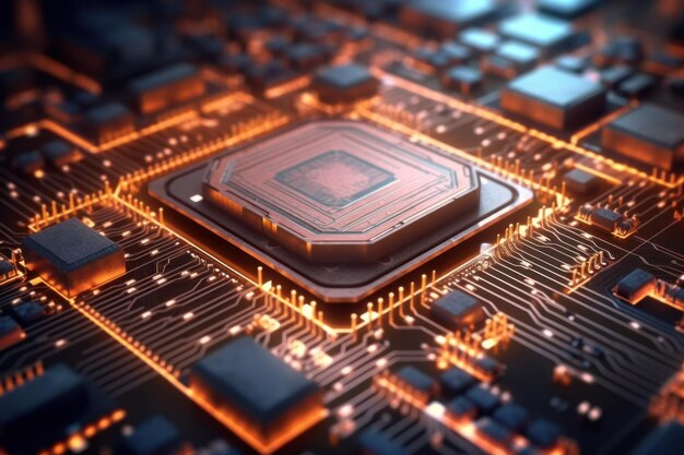 Premium Photo | High tech concept visualization CPU board processor microchip Digital startup of ...