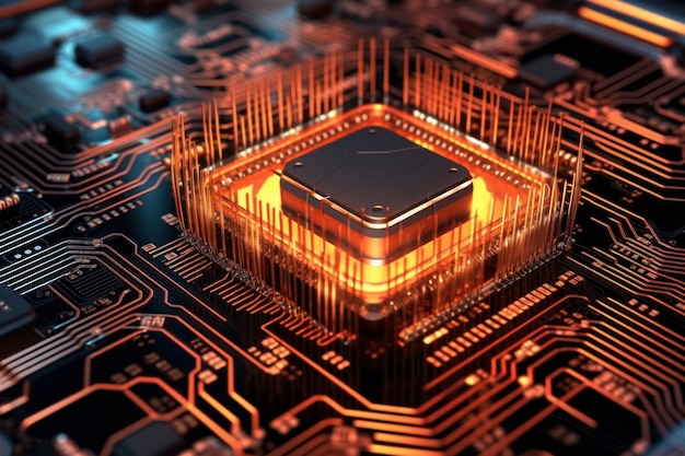 Premium Photo | High tech concept visualization CPU board processor microchip Digital startup of ...