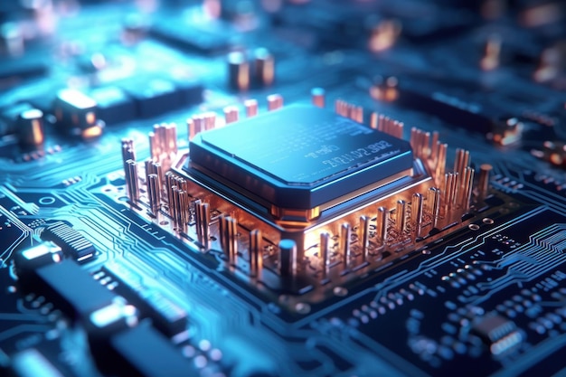 Premium Photo | High tech concept visualization CPU board processor microchip Digital startup of ...