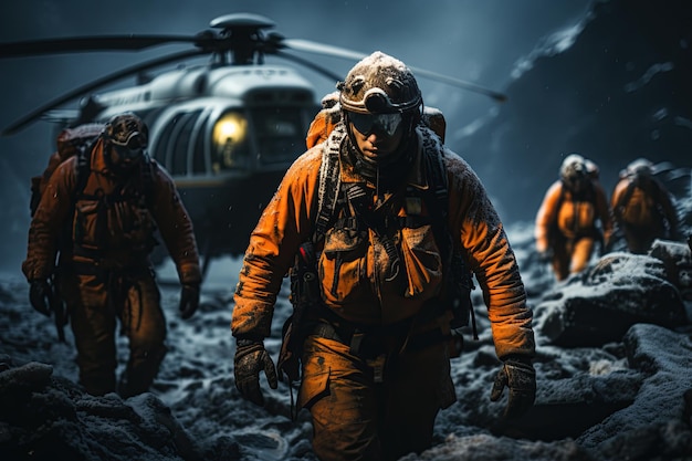 Premium AI Image | Highaltitude rescue personnel use rope systems to ... Premium AI Image | Highaltitude rescue personnel use rope systems to ...