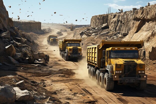Premium Photo | Highangle shot of a dump truck convoy on an industrial ... Premium Photo | Highangle shot of a dump truck convoy on an industrial ...