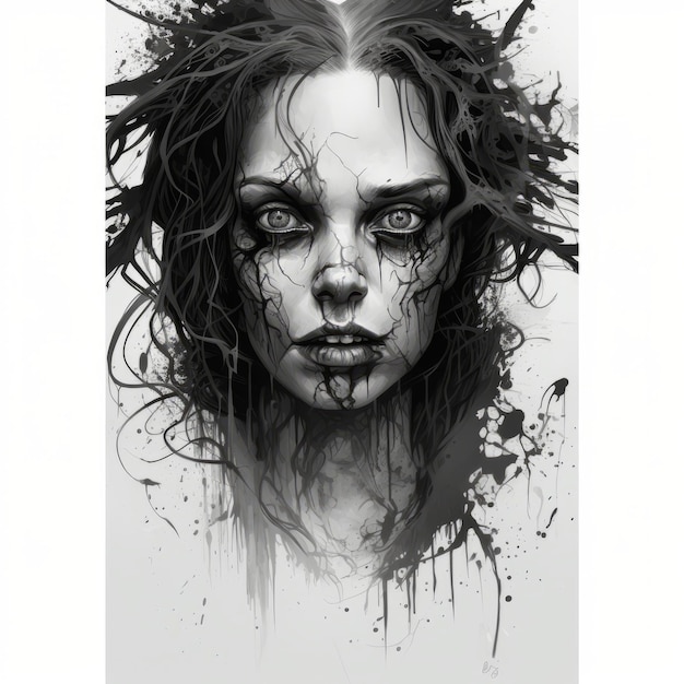 Premium AI Image | Highly Detailed Black And White Gothcore Woman Portrait Premium AI Image | Highly Detailed Black And White Gothcore Woman Portrait