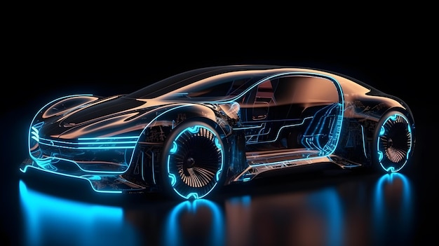 Premium AI Image | Hologram futuristic electric car generative ai Premium AI Image | Hologram futuristic electric car generative ai