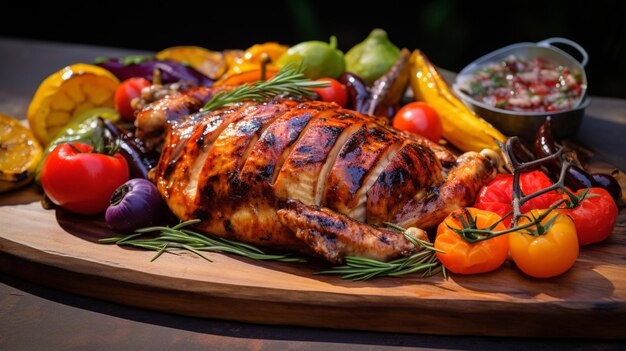 Premium Ai Image Homemade Rustic Meal Spit Roasted Turkey Meat With