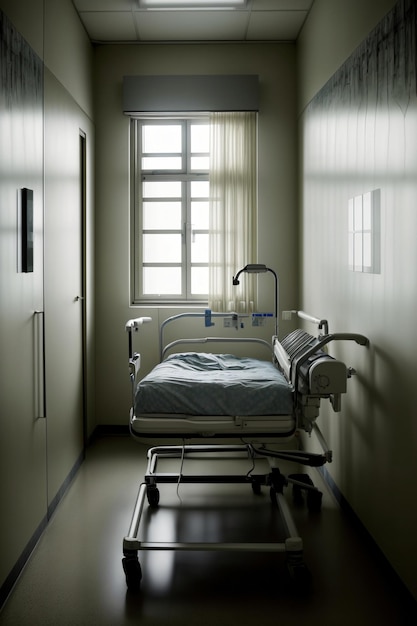 Premium AI Image | A Hospital Bed In A Dimly Lit Room Premium AI Image | A Hospital Bed In A Dimly Lit Room