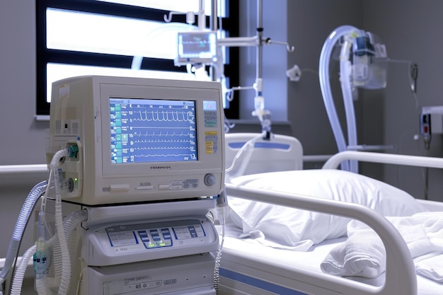 Premium Photo A Hospital Bed Equipped With A Monitor For Patient