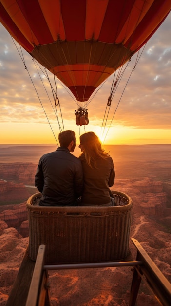 Hot air balloon ride adventurous dreamy breathtaking romantic unique Premium AI generated image