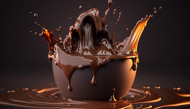 Premium AI Image | Hot melted dark chocolate pudding splashing ... Premium AI Image | Hot melted dark chocolate pudding splashing ...