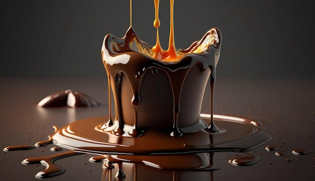 Premium AI Image | Hot melted dark chocolate splashing Generative AI Premium AI Image | Hot melted dark chocolate splashing Generative AI