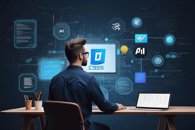 HTML and CSS Collage Concept with Person Programming and API ...