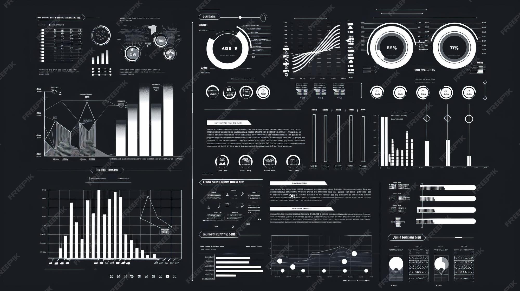 HUD elements set Different UI UX elements UX set Futurefocused GUI interface circles pointers ...