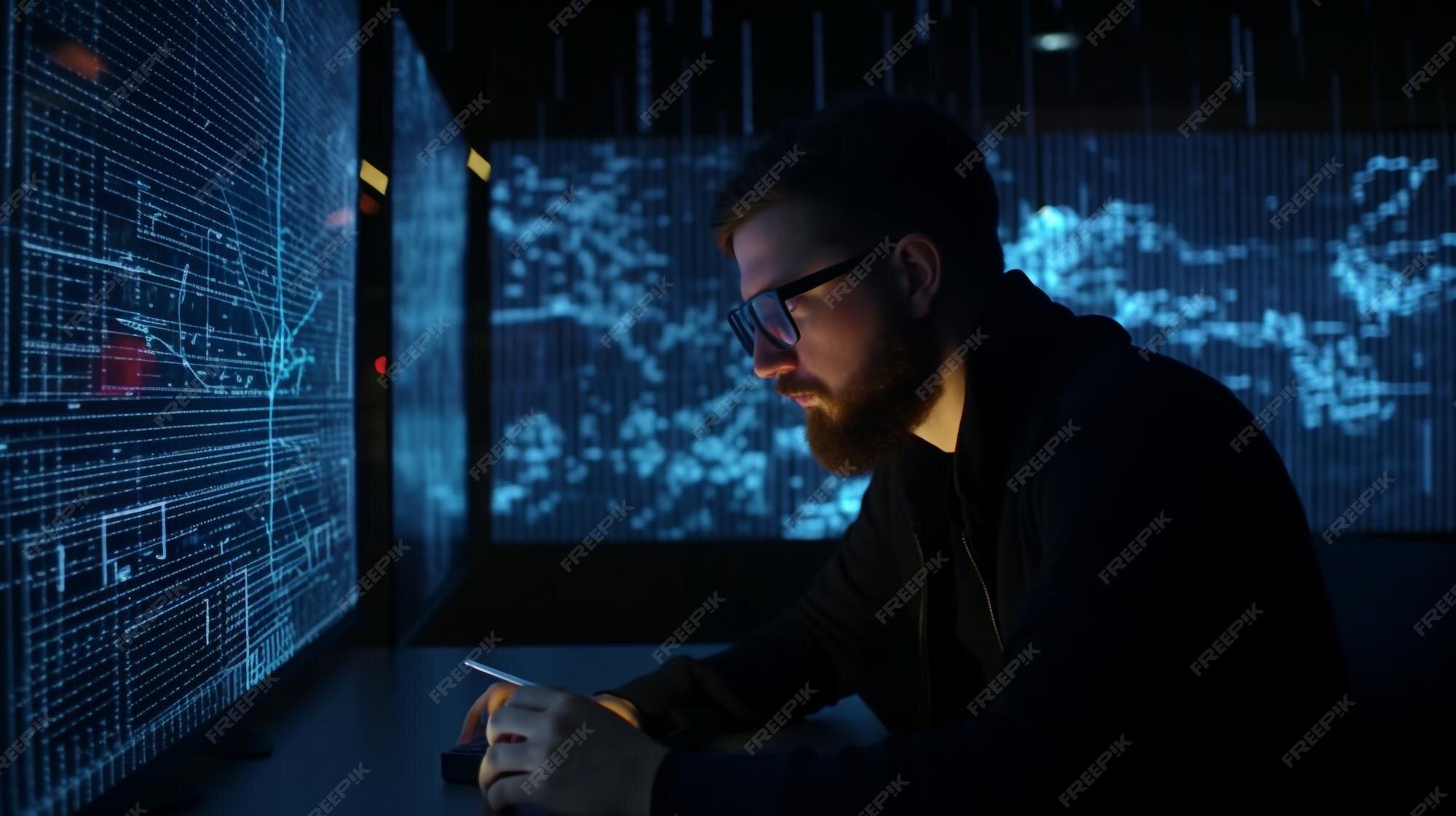 Premium Photo | Huge data and tech coding of a fintech programmer writing futuristic technology ...