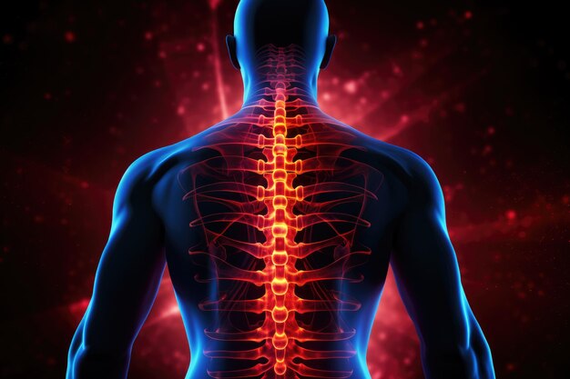 Premium Photo Human Body With Highlighted Spine In Xray Image On Dark Background Highlighted
