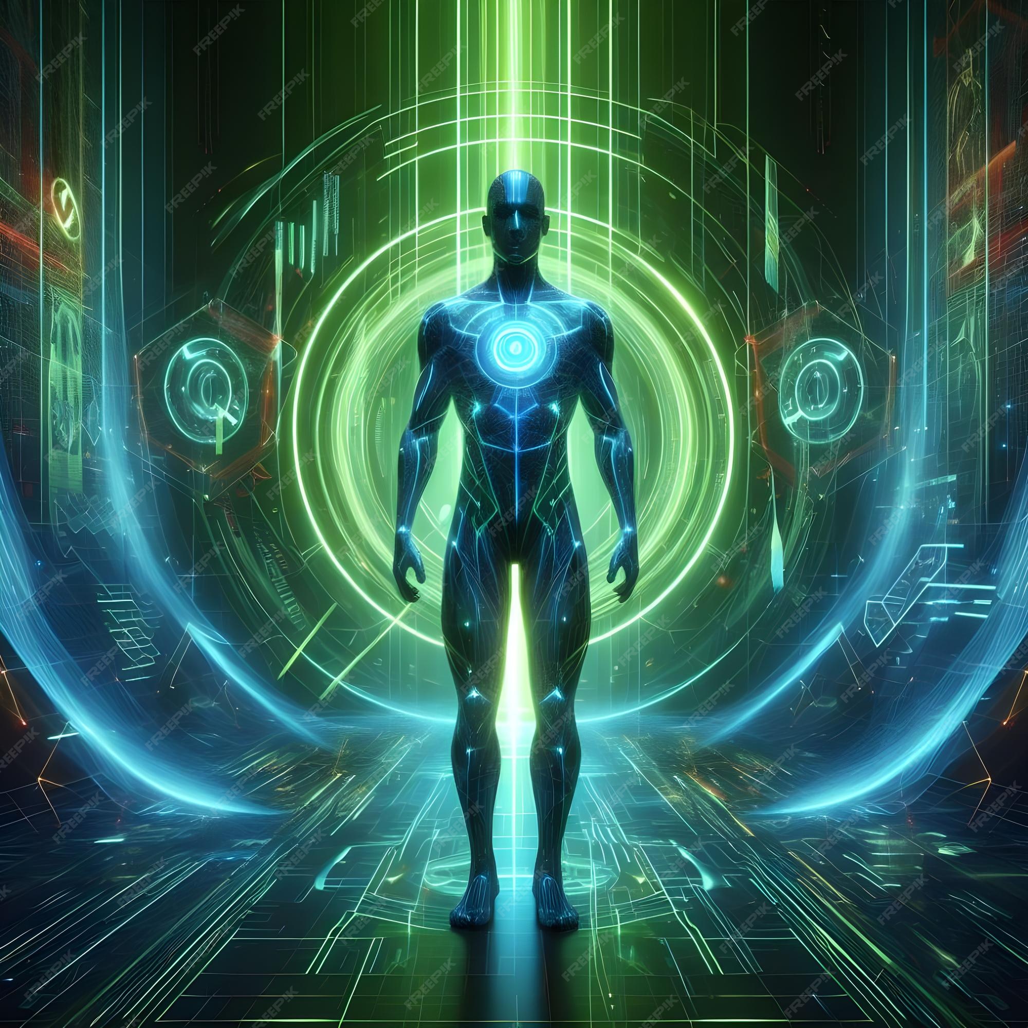 Premium Photo | Human figure in a hologram Data Analytics in a HighTech ... Premium Photo | Human figure in a hologram Data Analytics in a HighTech ...