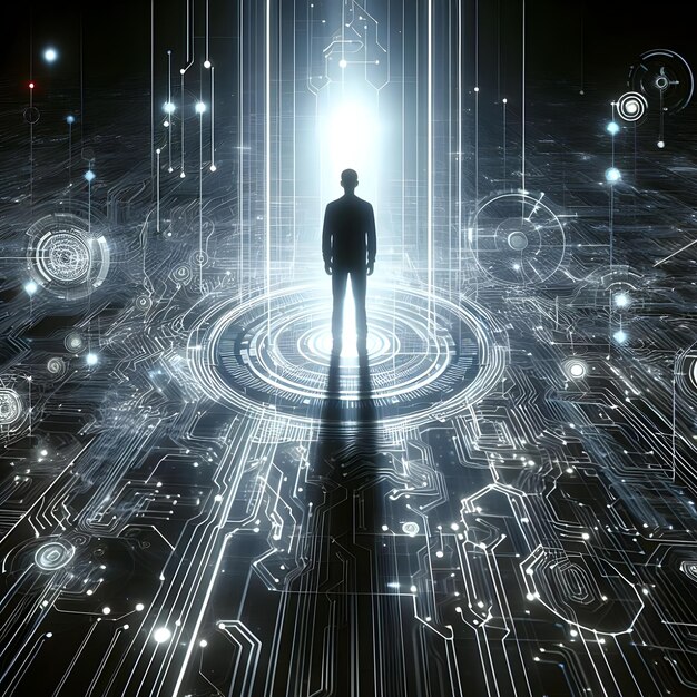 Premium Photo | Human figure in a hologram Data Analytics in a HighTech ... Premium Photo | Human figure in a hologram Data Analytics in a HighTech ...