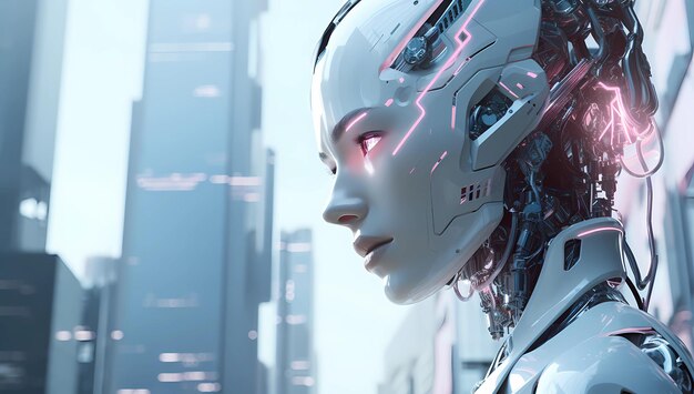 Premium Photo | Humanlike robot in a futuristic view Premium Photo | Humanlike robot in a futuristic view