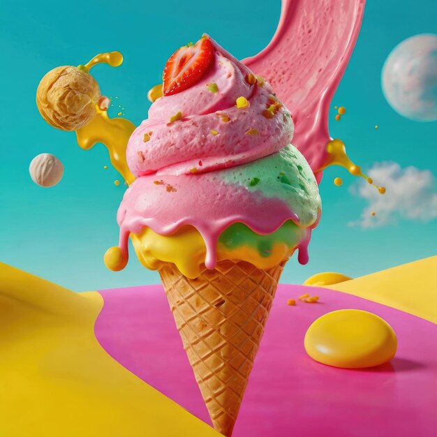 Premium Photo Ice Cream Cone Sweet Dessert