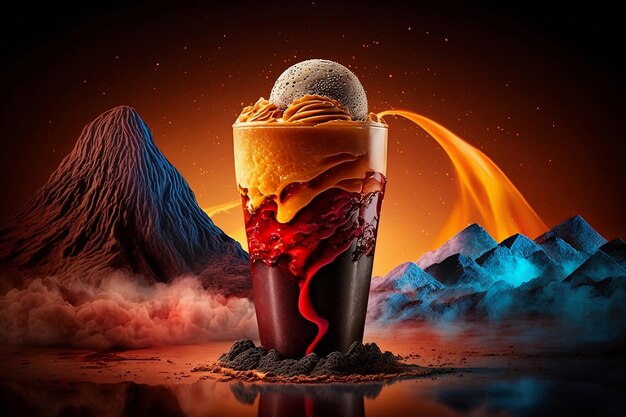 Premium Photo | Ice cream dessert with mountain landscape on background Premium Photo | Ice cream dessert with mountain landscape on background